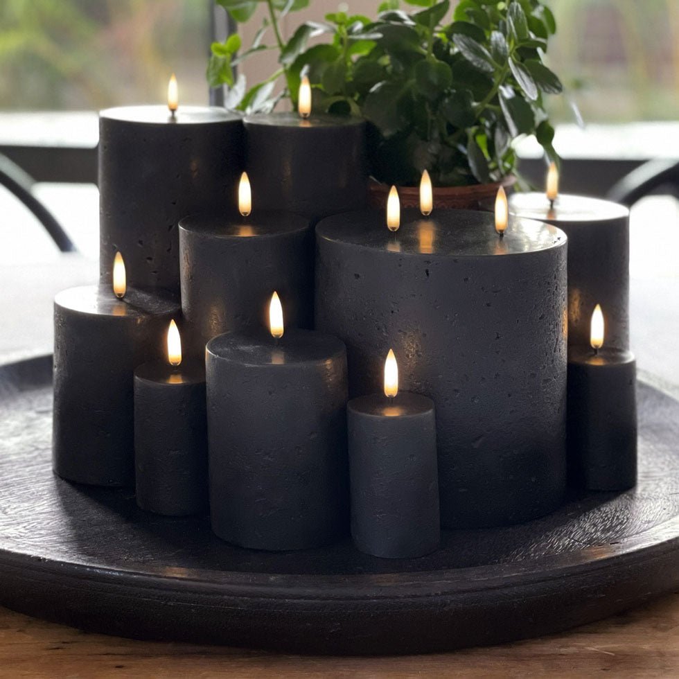 Uyuni Flameless Textured Pillar Candle — Biku Furniture & Homewares
